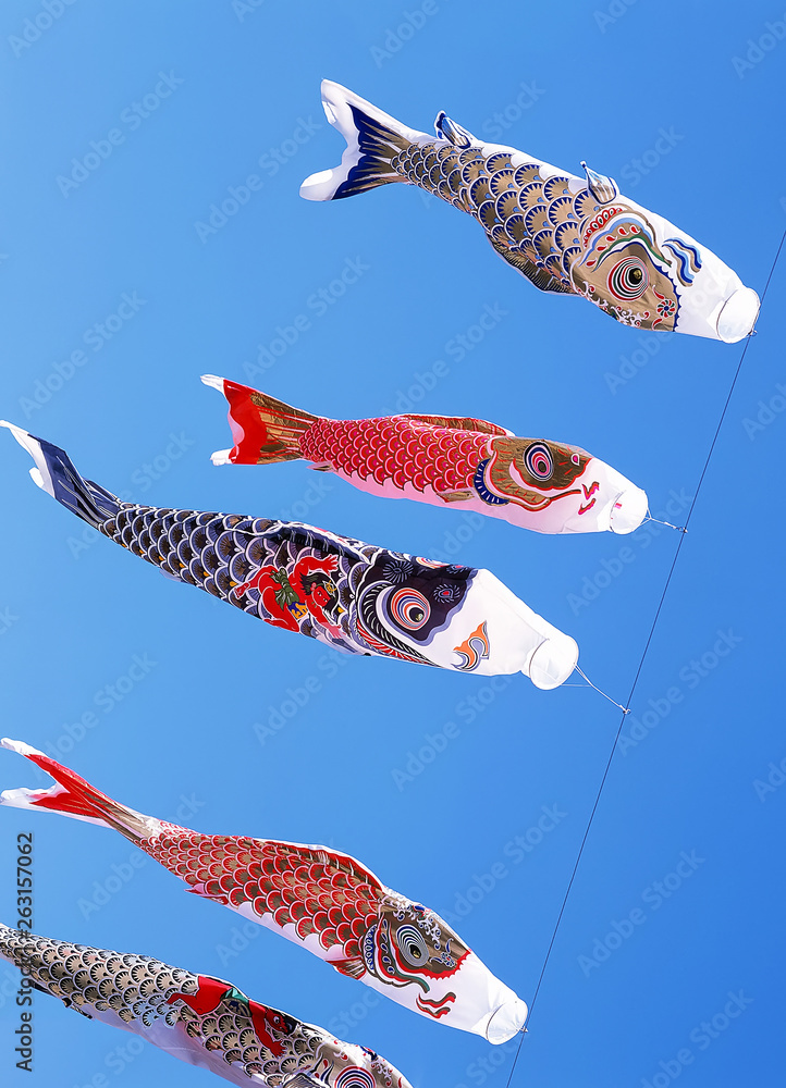 Koinobori (Carp Streamer), Fish Kites. Traditional Japanese Celebrating ...