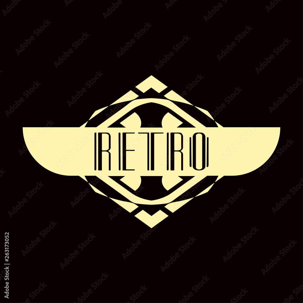 Beautiful emblem, badge for template logo in the modern art deco style ...