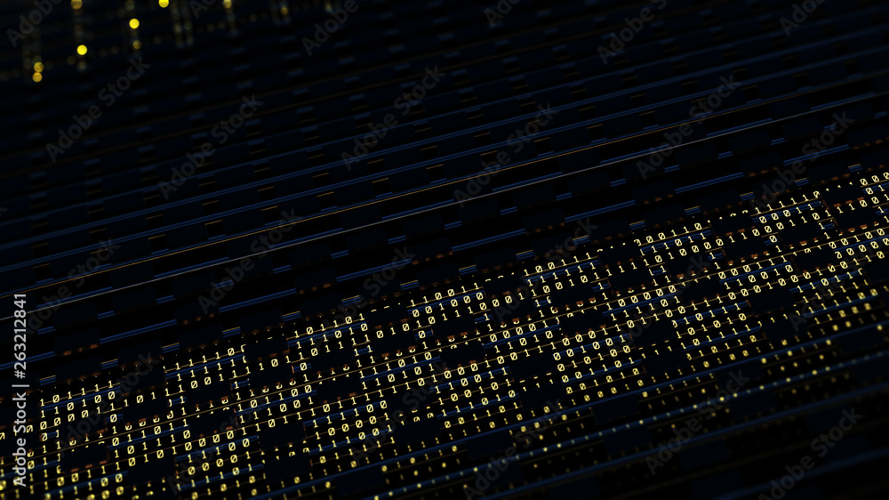 Abstraction illustration binary code strings are processed by the ...