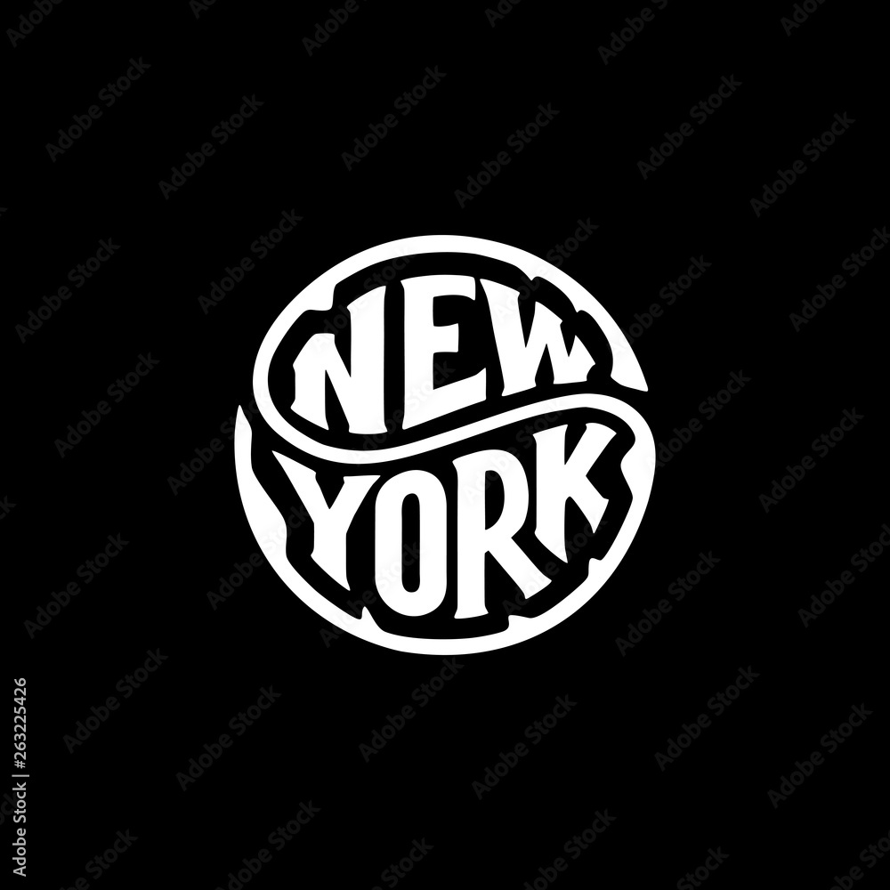 New York circle lettering black Vector illustration Stock Vector ...