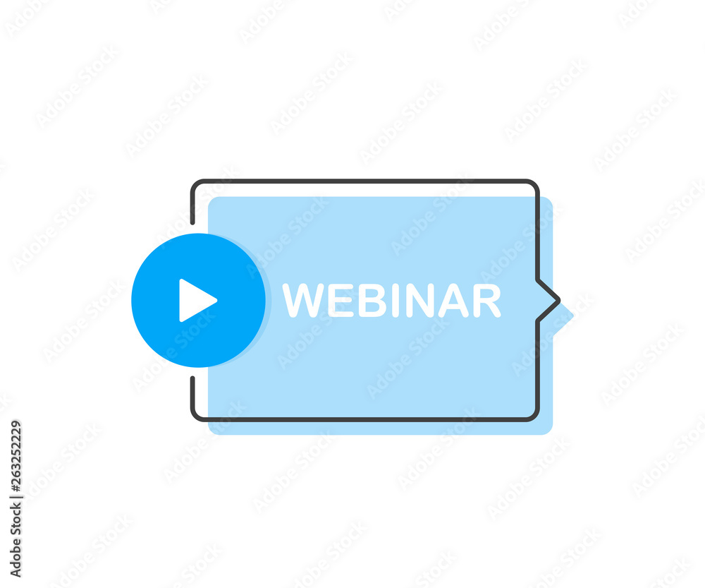 Webinar Icon, with play button. Modern flat style vector illustration ...