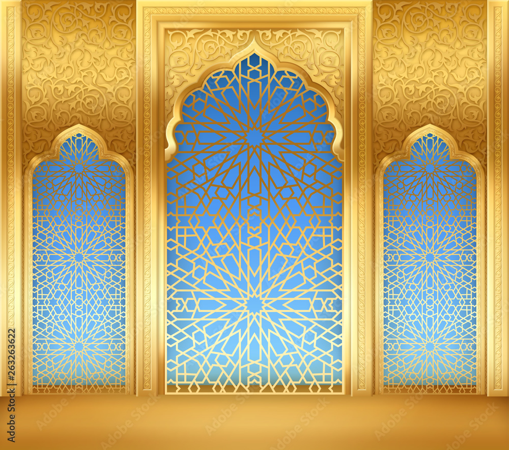 Background with Golden Arches and Pattern Stock Vector | Adobe Stock