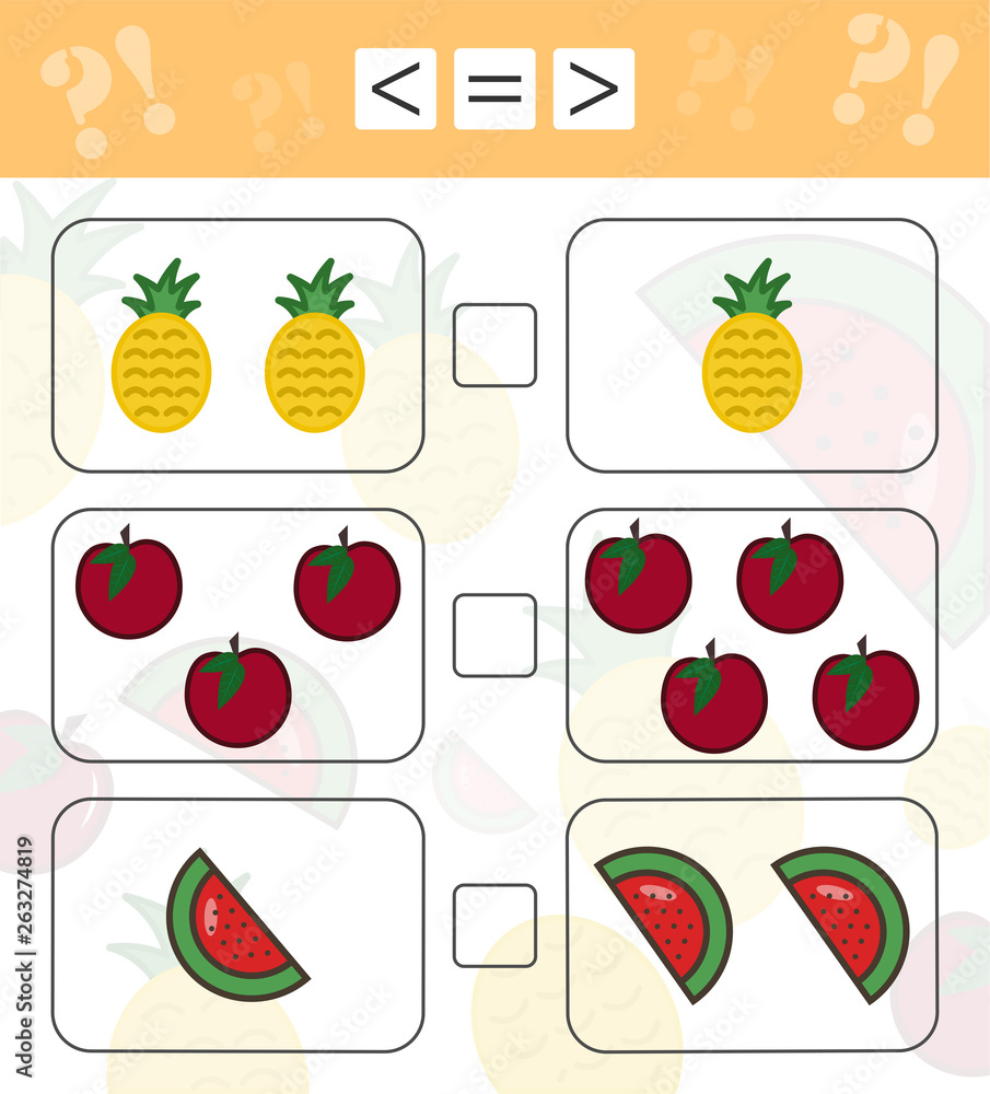 Logic educational game for preschool children. Count the fruits and ...