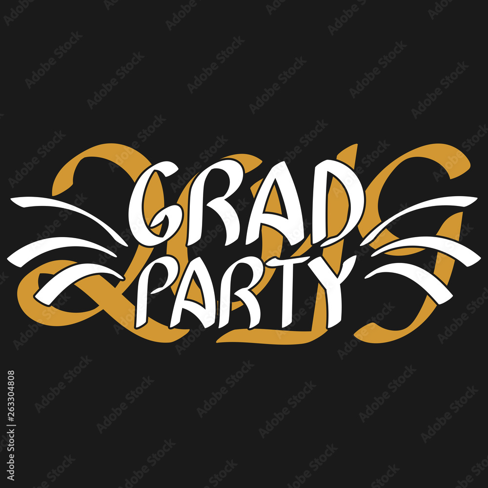 Grad party. Vector graduation design, high school or college graduate ...
