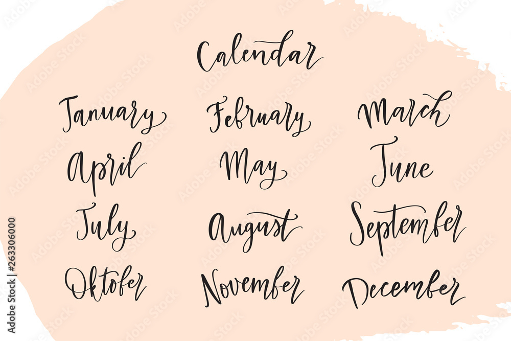 Hand written vector month names set Stock Vector | Adobe Stock