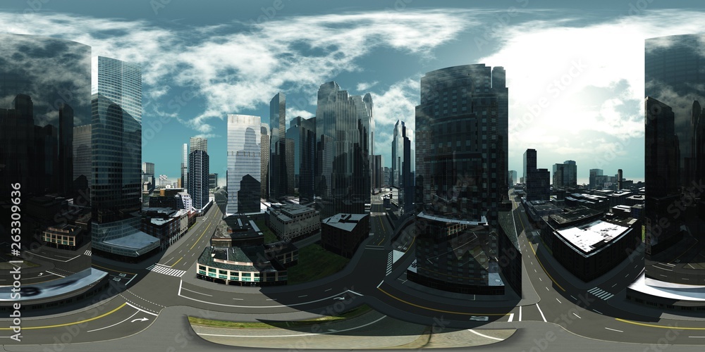 Panorama metropolis, Environment map. HDRI map. Equirectangular ...