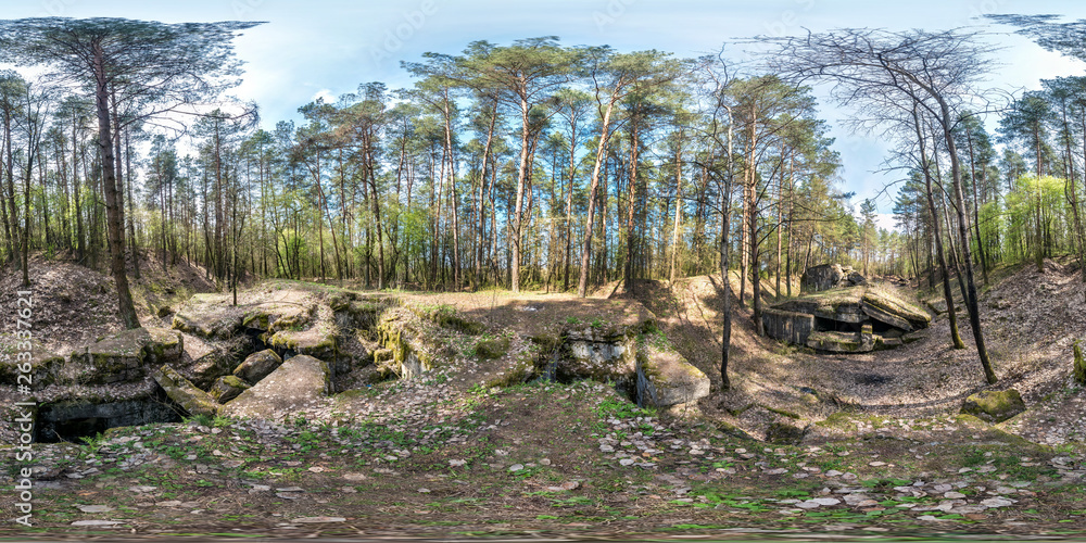 full seamless spherical panorama 360 degrees angle view ruined ...