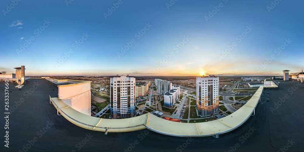Aerial full seamless spherical panorama 360 angle degrees view from ...
