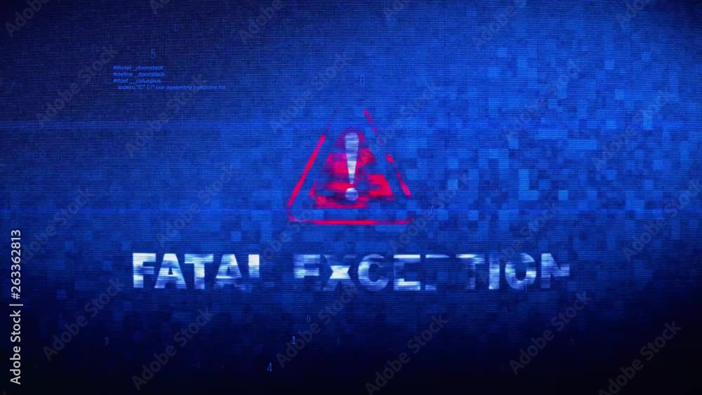 Fatal Exception Text Digital Noise Glitch Effect Tv Screen Background. Login and Password With ...