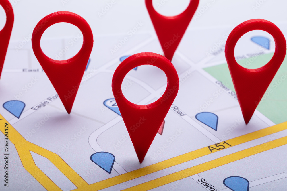 City Map With Location Marker Stock Photo | Adobe Stock