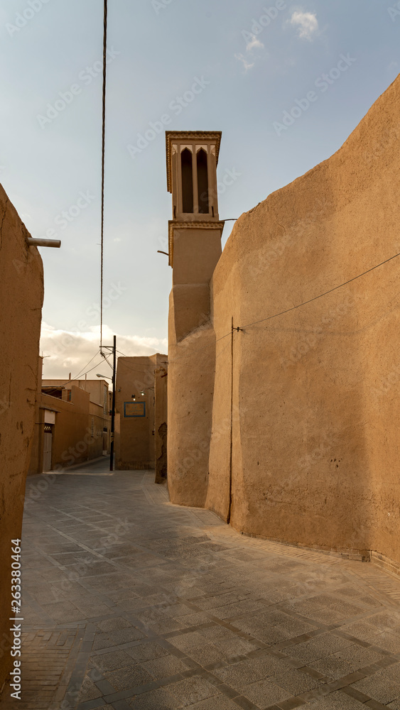 Windcatchers in Yazd, Iran. Windcatchers are a traditional Iranian ...
