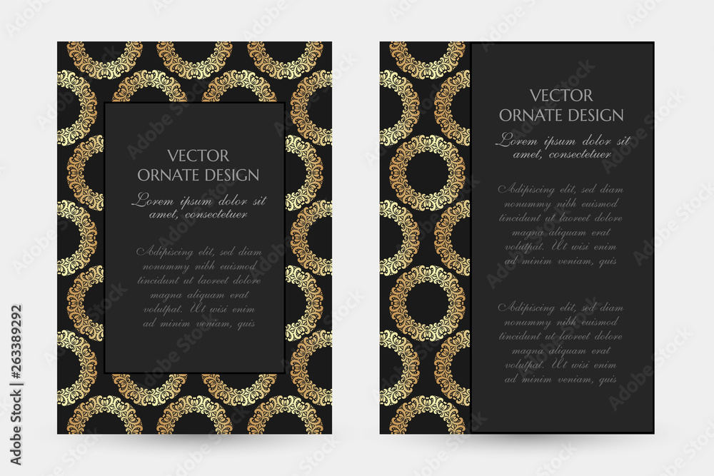 Golden ring in Easter style. Luxury vertical posters with decorative ...