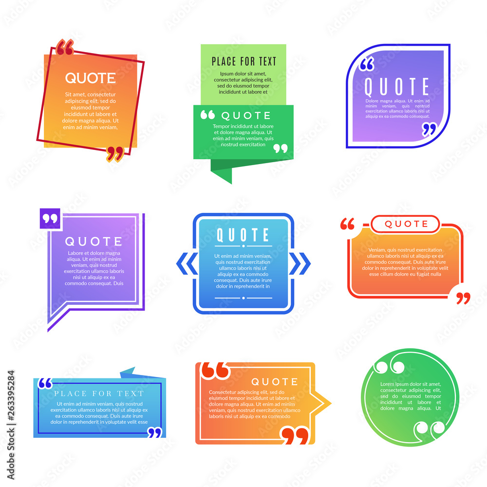Quote boxes. Paragraph marks comments shapes vector design template ...