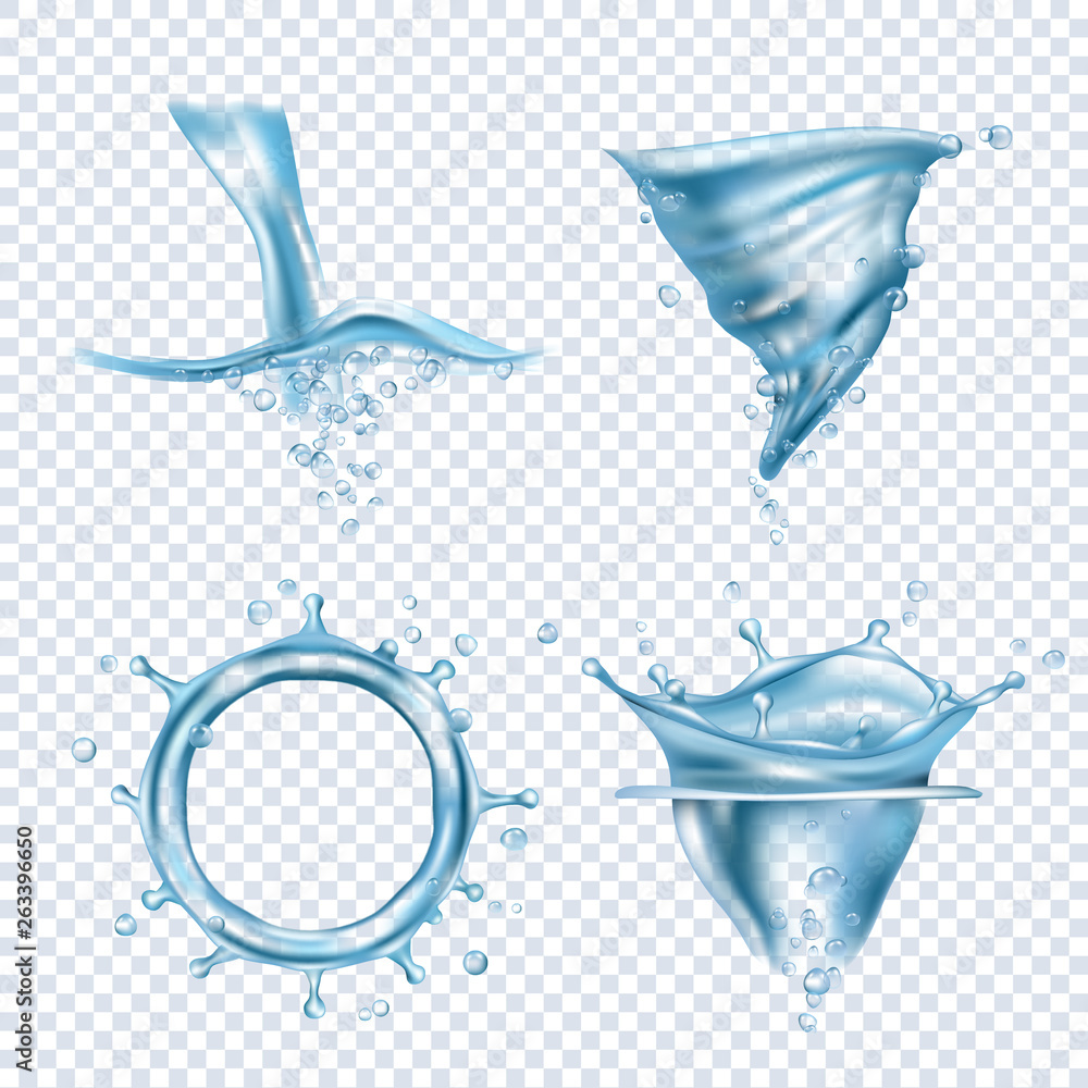 Water splashes. Rain drops liquid fluids object transparent blobs ...