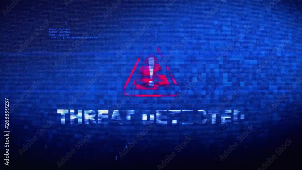 Threat Detected Text Digital Noise Glitch Effect Tv Screen Background ...