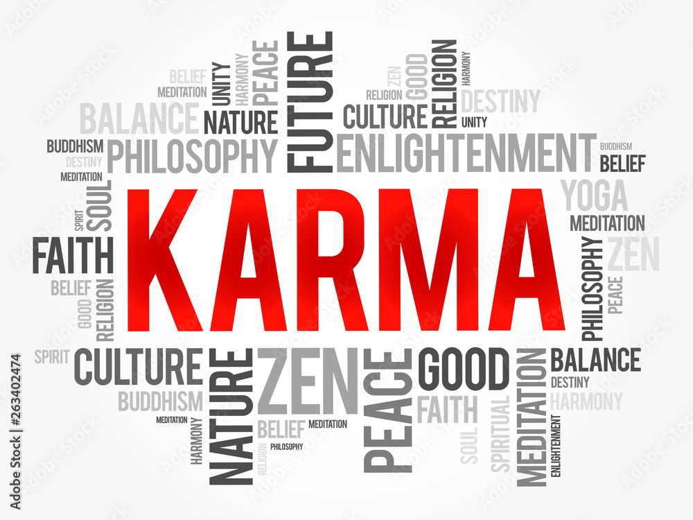 Karma word cloud collage, religion concept background Stock Vector ...