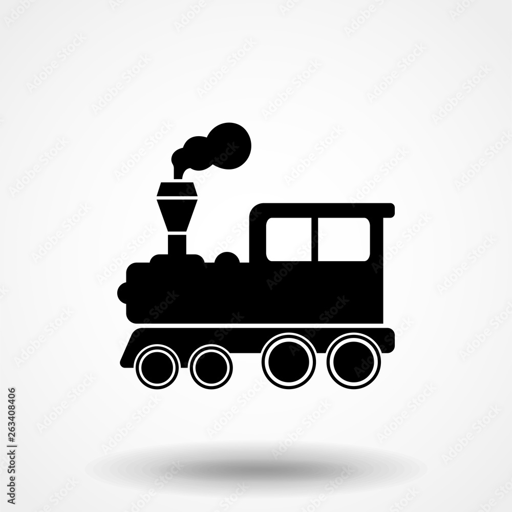 Vector illustration of a tooth of a steam locomotive. Train symbol ...