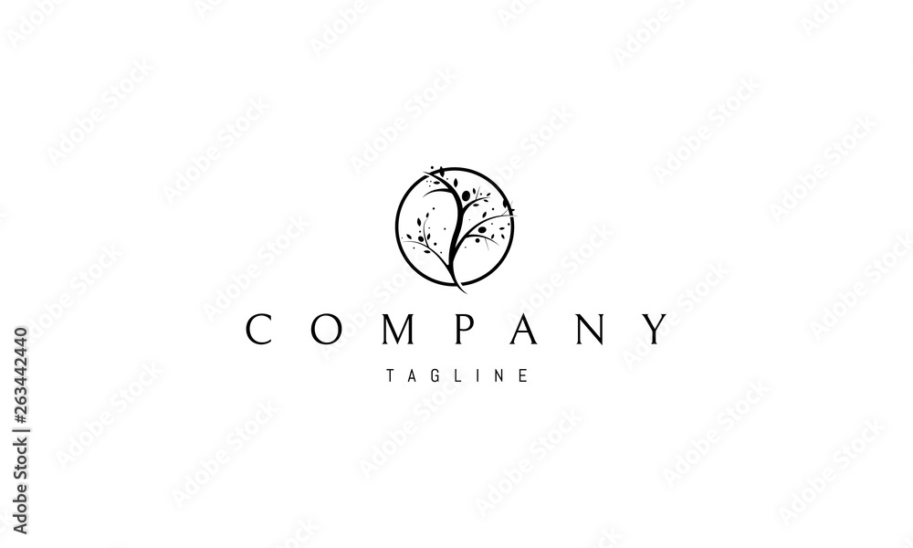 Tree Abstract Black Circle Vector logo design Stock Vector | Adobe Stock