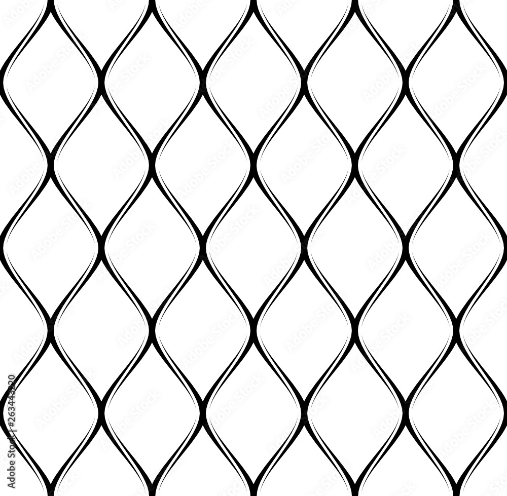Vector seamless texture. Modern geometric background. Grid with wavy ...