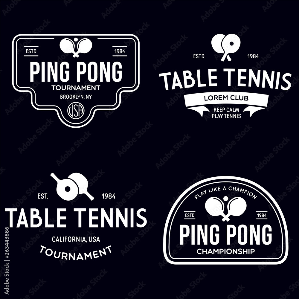 Printvector set of ping pong logos, emblems and design elements. table ...