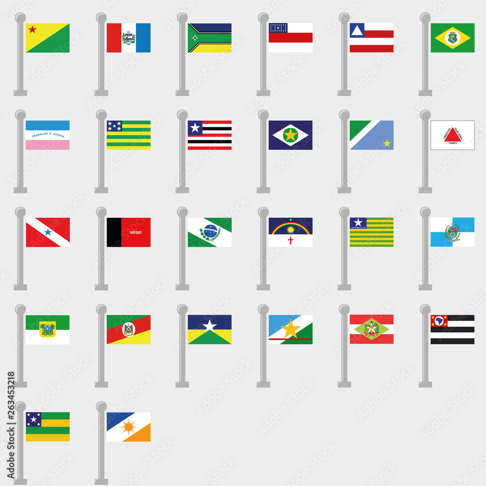 Flag Set of all States of Brazil. Vector Collection. Stock Vector ...