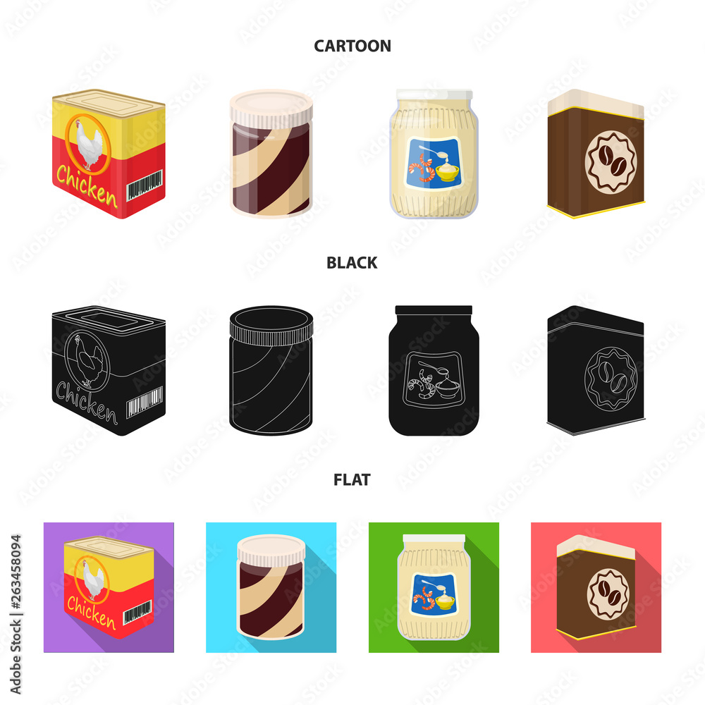 Vector illustration of can and food logo. Collection of can and package ...