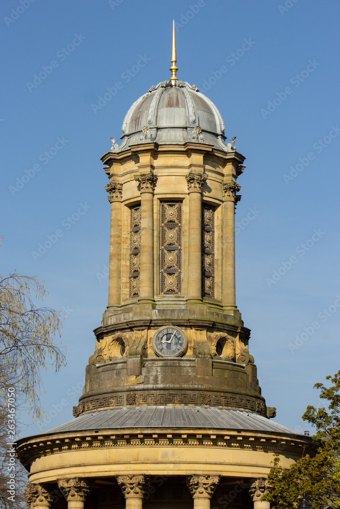 The ornate tower of Saltaire's United Reform Church, described by ...
