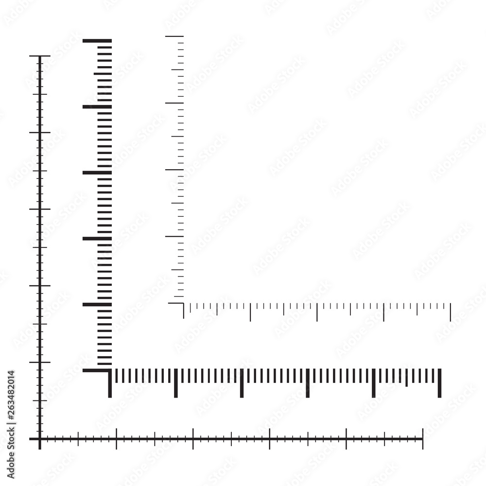 Corner ruler vector. Measuring scales. Mackup for rulers. Size ...