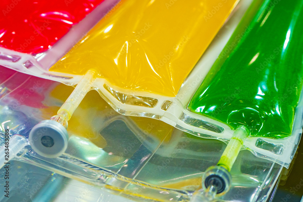 Foto de Bags for droppers with colored liquid. Polymeric containers for ...