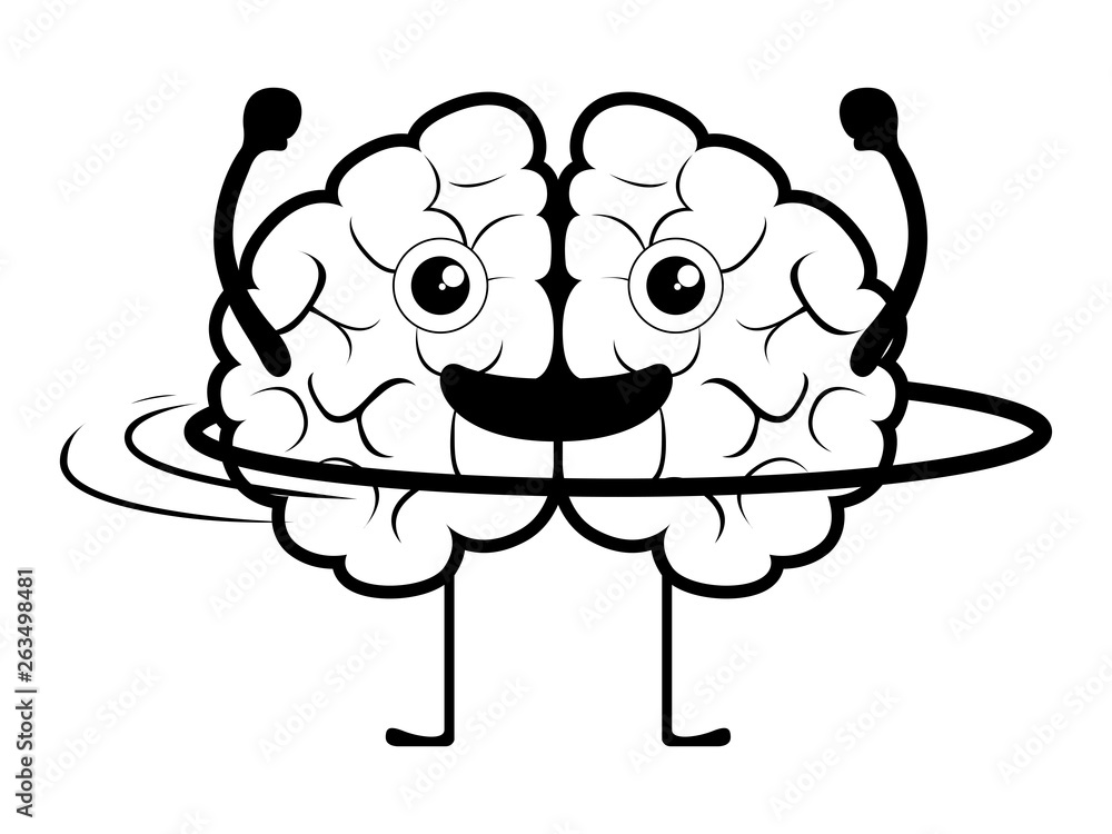 Happy brain cartoon doing hula loops. Vector illustration design Stock ...