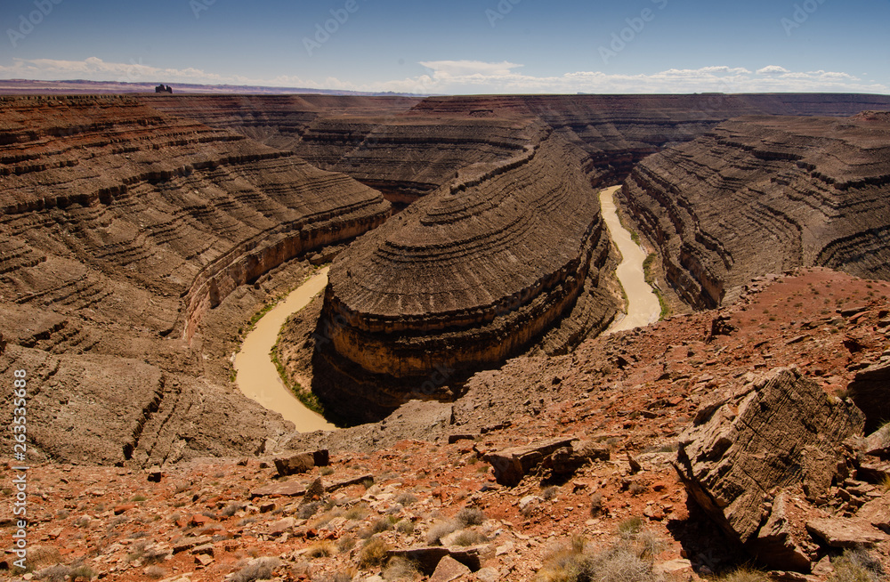 Poster Goosenecks State Park on the edge of a deep canyon above the ...