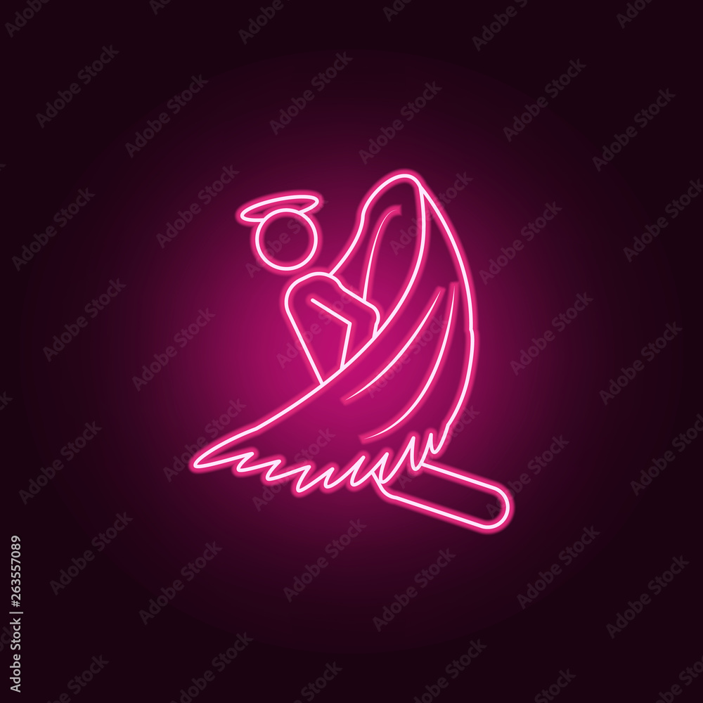 flying angel neon icon. Elements of Angel and demon set. Simple icon ...