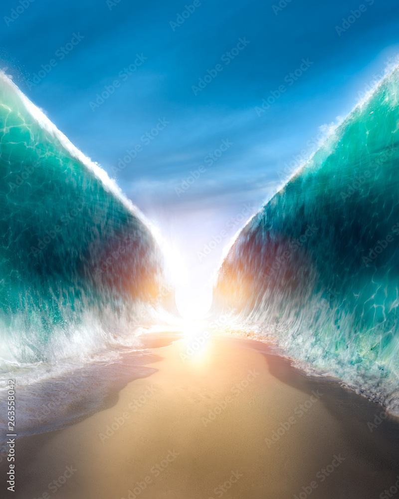 parting the red sea concept, photo composite Stock Illustration | Adobe ...