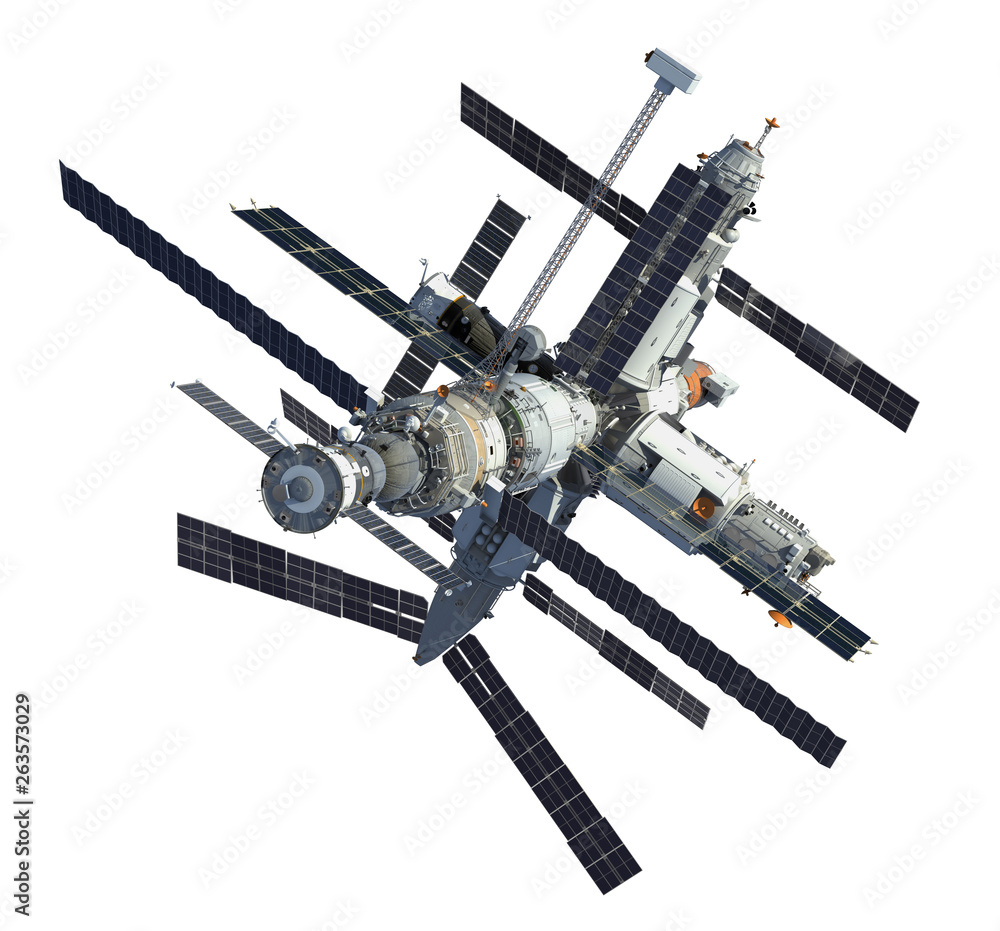 Russian Space Station Isolated Over White Background Stock Photo ...