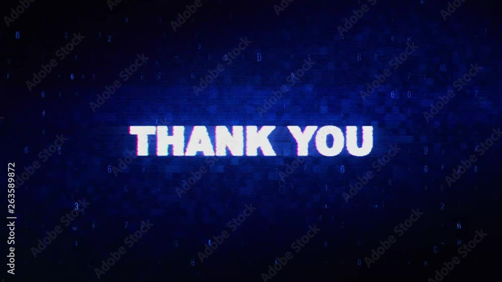 Vídeo do Stock: Thank You Text Digital Noise Twitch and Glitch Effect ...