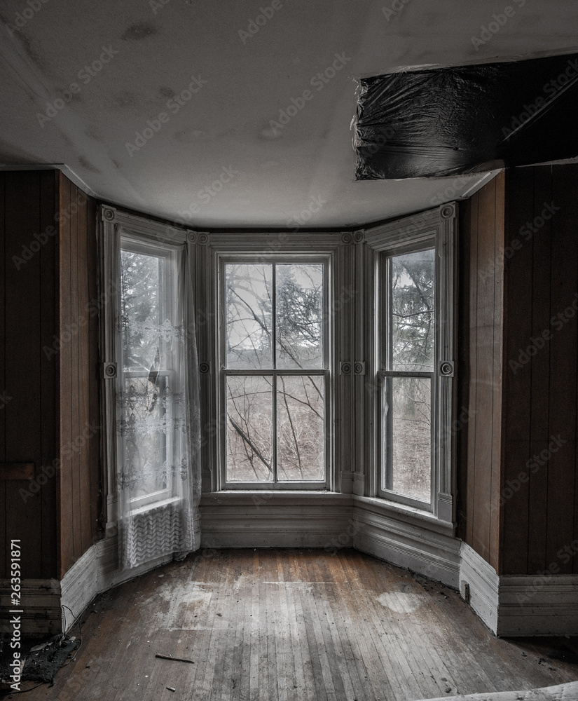 old dark window of an abandoned demolished mansion Stock Photo | Adobe ...