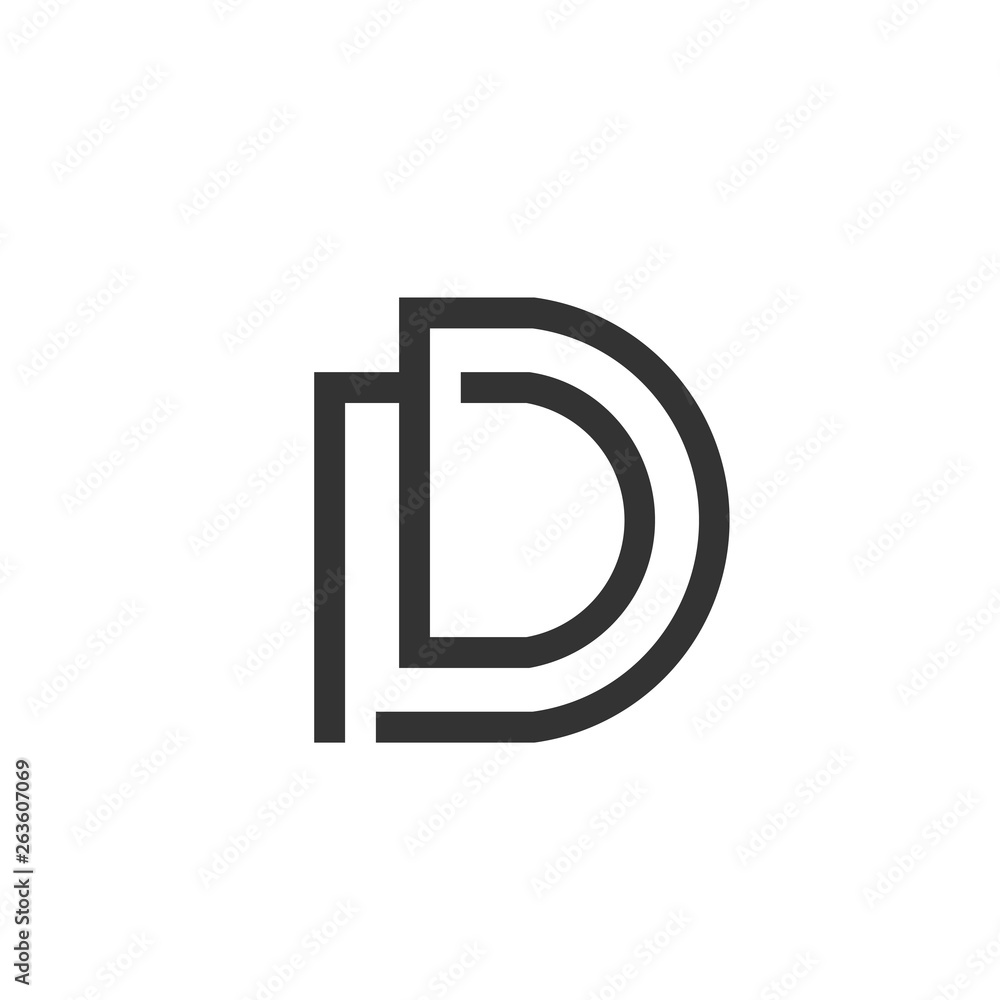 initial letter DD logo linear art design template elements. DD letter ...