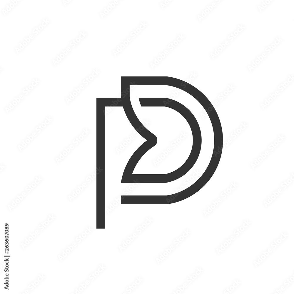 initial letter PD logo linear art design template elements. pd letter ...