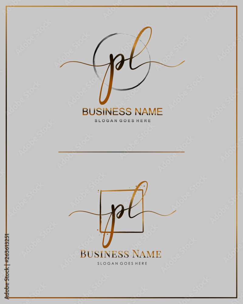 Initial P L PL handwriting logo vector. Letter handwritten logo ...