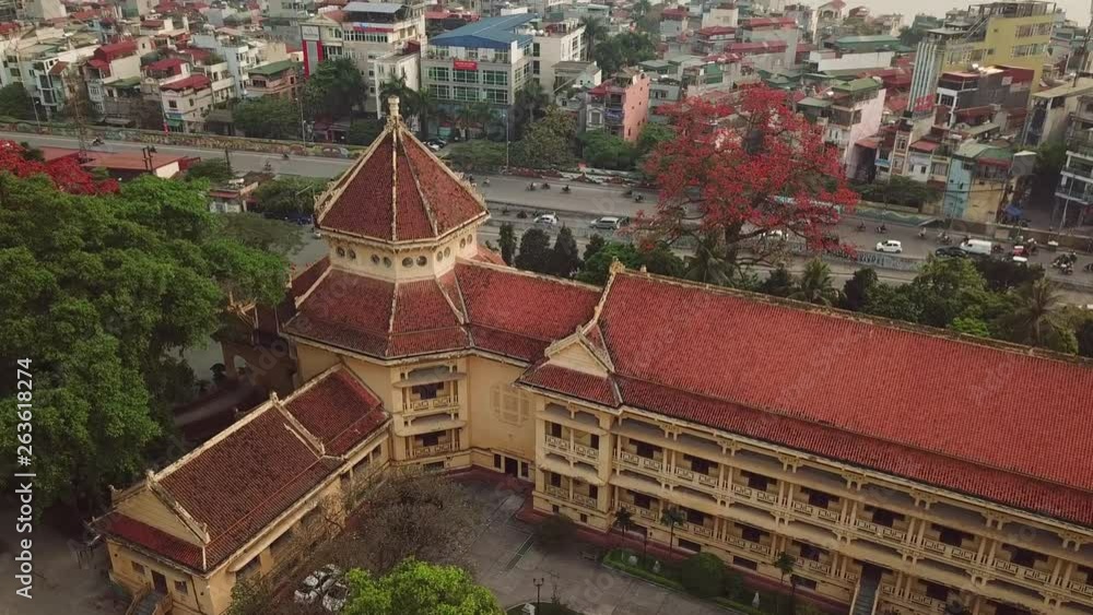 Drone around museum Vietnamese History french colonial old historic ...
