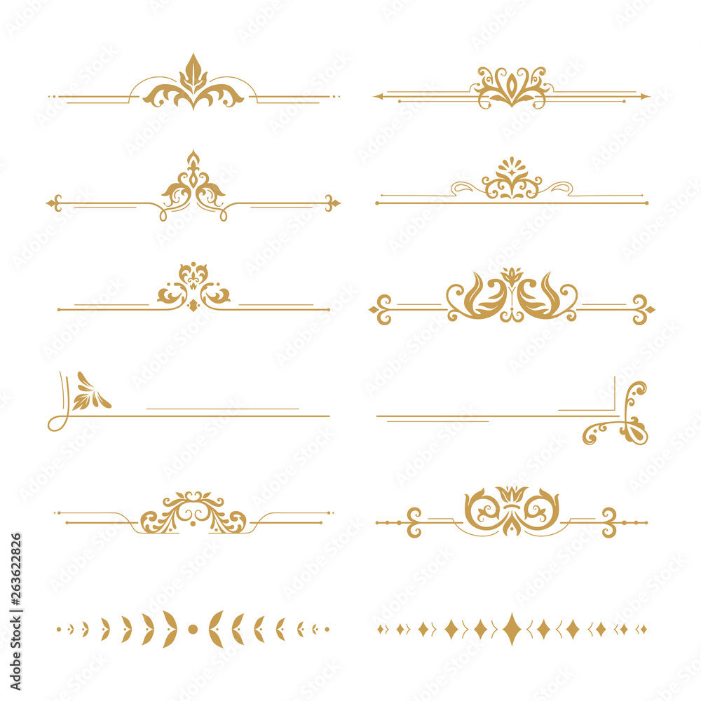 Elegant damask dividers. Vintage boutique flower divider, gold floral ...