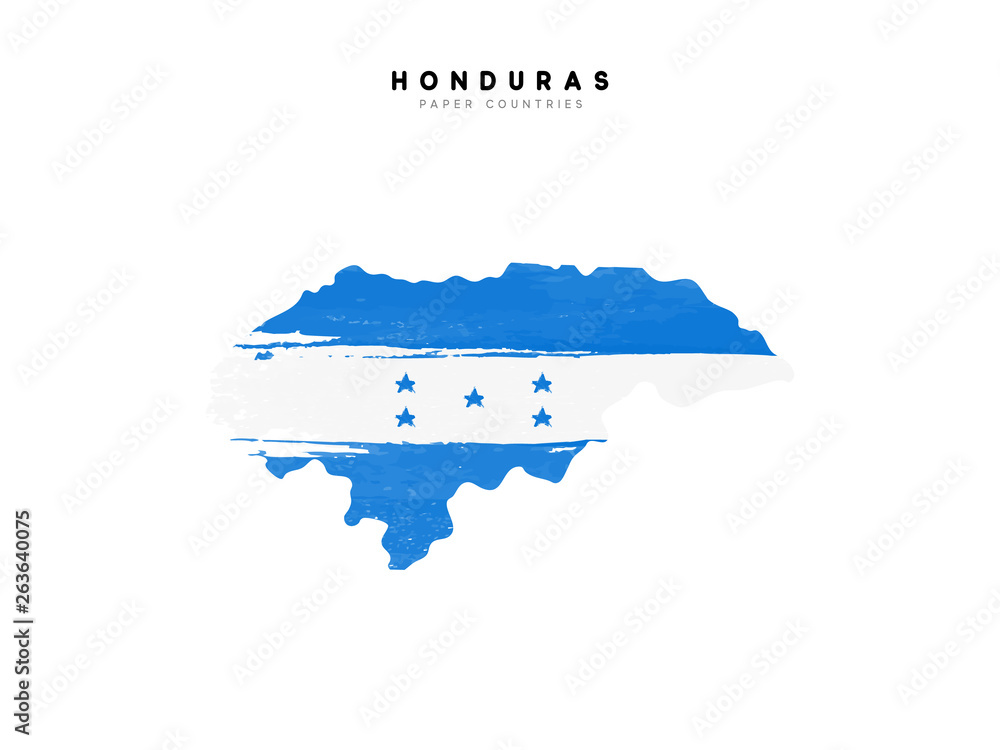 Honduras detailed map with flag of country. Painted in watercolor paint ...