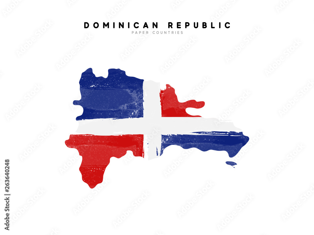 Dominican republic detailed map with flag of country. Painted in ...