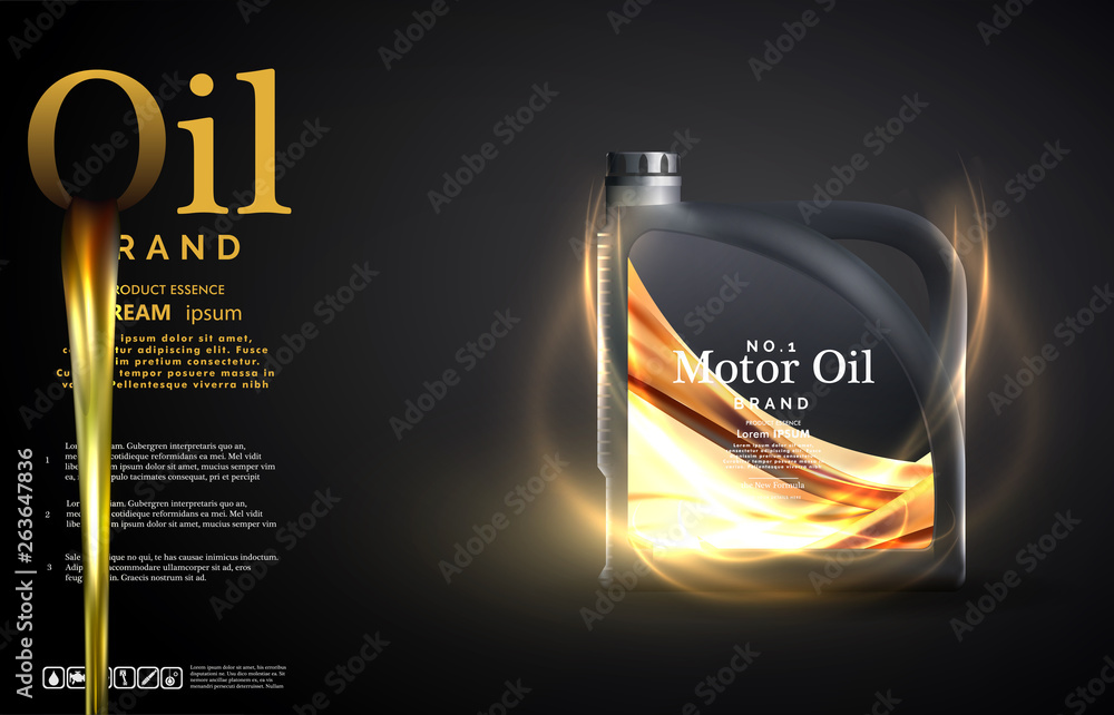 Engine oil advertisement background. Motor oil on the light golden ...