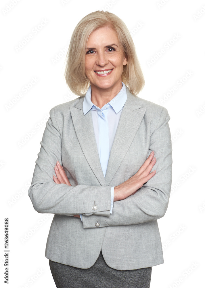 woman senior manager is smiling isolated Stock Photo | Adobe Stock