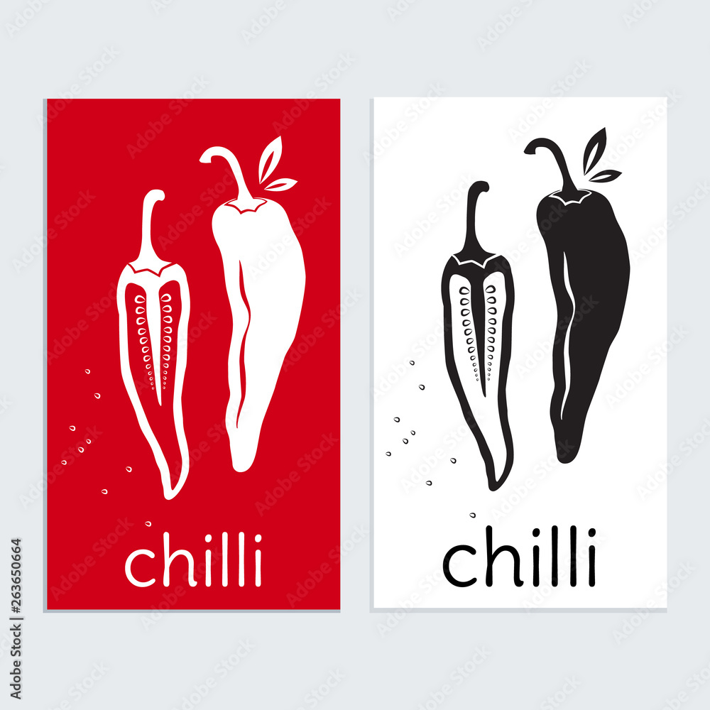 Chilli pepper logo food icon. Spicy Restaurant Logo in Black and White ...