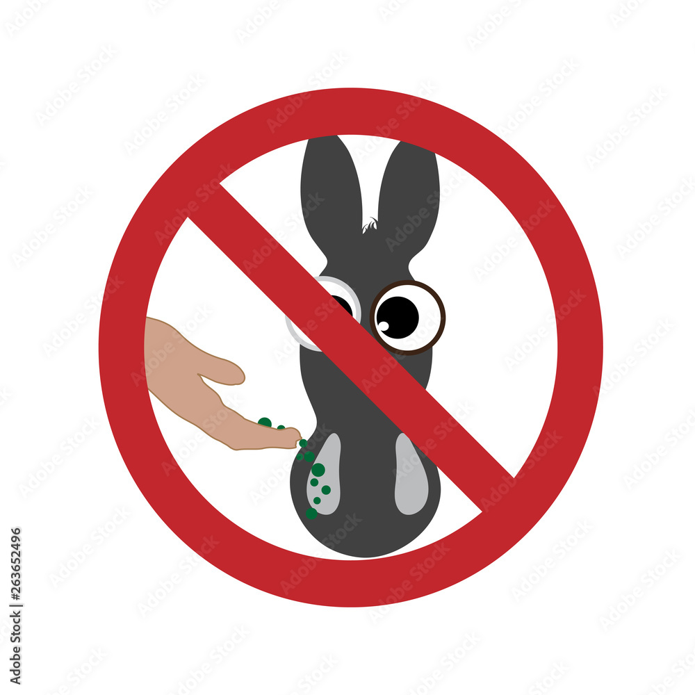 Vector silhouette of do not feed the donkey ban mark on a white ...