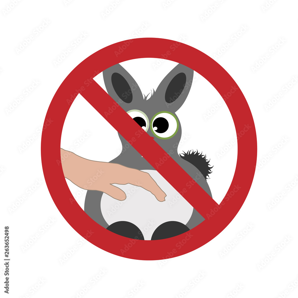 Vector illustration of ban on touching rabbit on white background ...