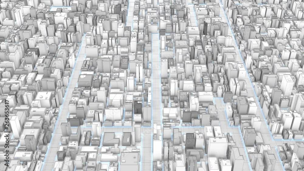 Aerial View of abstract city background. Skyscrapers and small towns ...