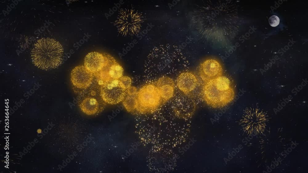 March Text Typography Reveal From Golden Firework Crackers Particles ...